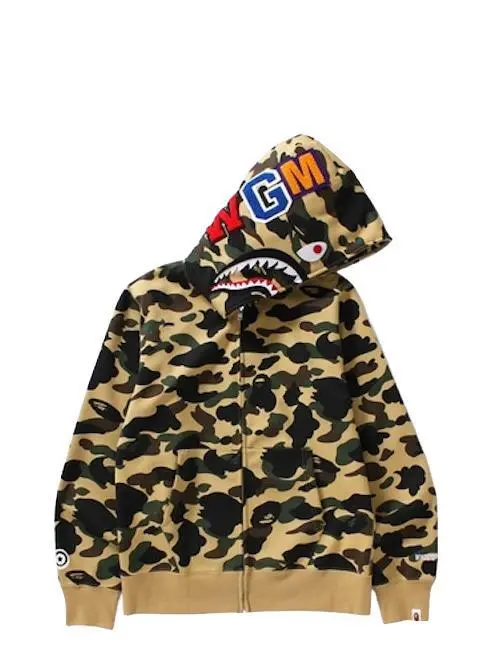 BAPE 1st Camo Windstopper Shark Full Zip Hoodie - Yellow