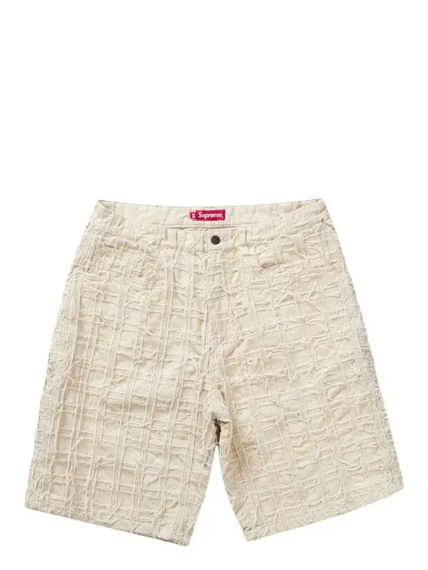Supreme Frayed Patchwork Baggy Denim Shorts - Natural