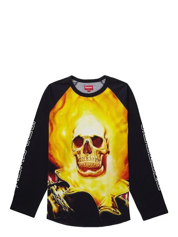 Supreme Ghost Rider Raglan Long Sleeve Top - Black