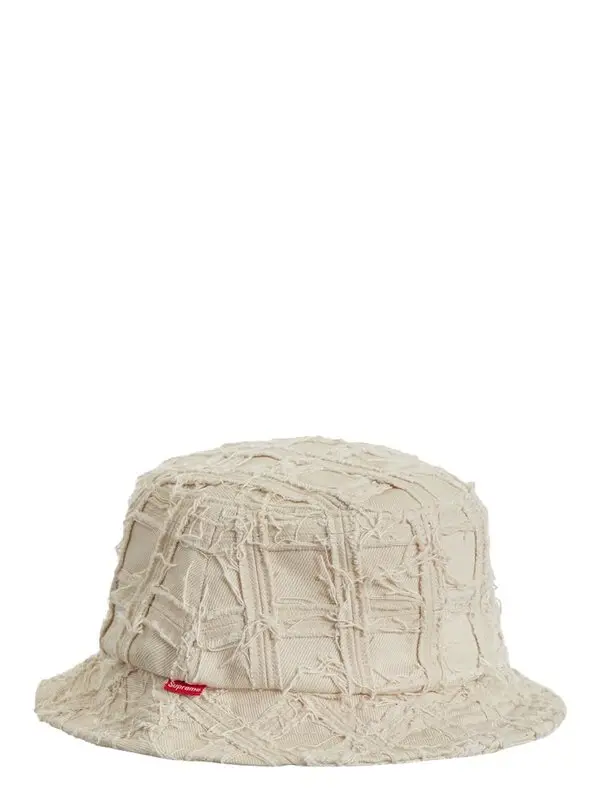 Supreme Frayed Patchwork Denim Crusher Hat - Natural