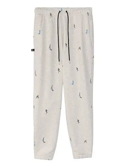 JORDAN Essential Print Fleece Pants - Oatmeal Heather