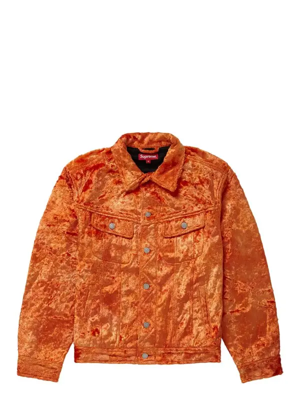 Supreme Fuzzy Pile Trucker Jacket - Orange
