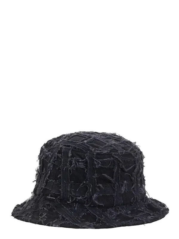 Supreme Frayed Patchwork Denim Crusher Hat - Washed Black