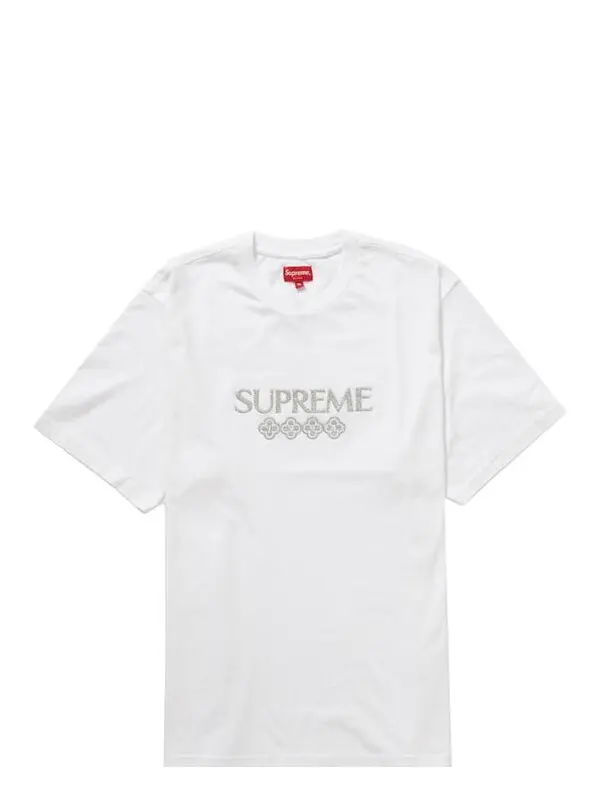 Supreme Glitter Short Sleeve Top - White