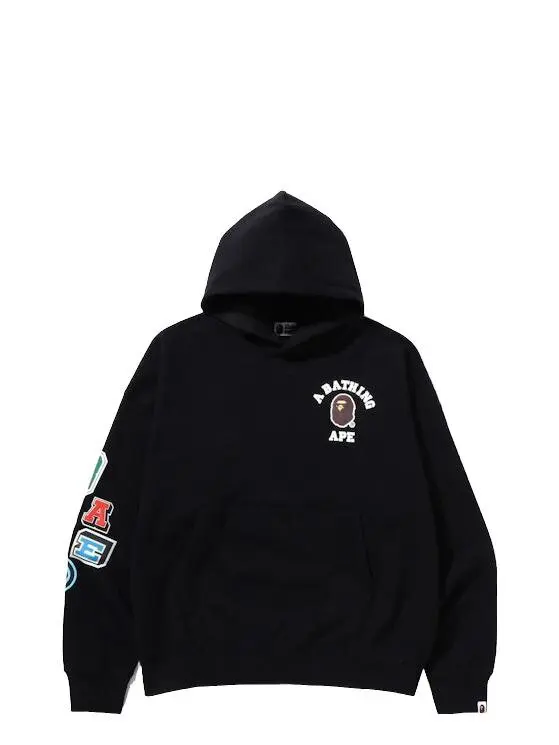 BAPE Fonts Loose Fit Pullover Hoodie - Black