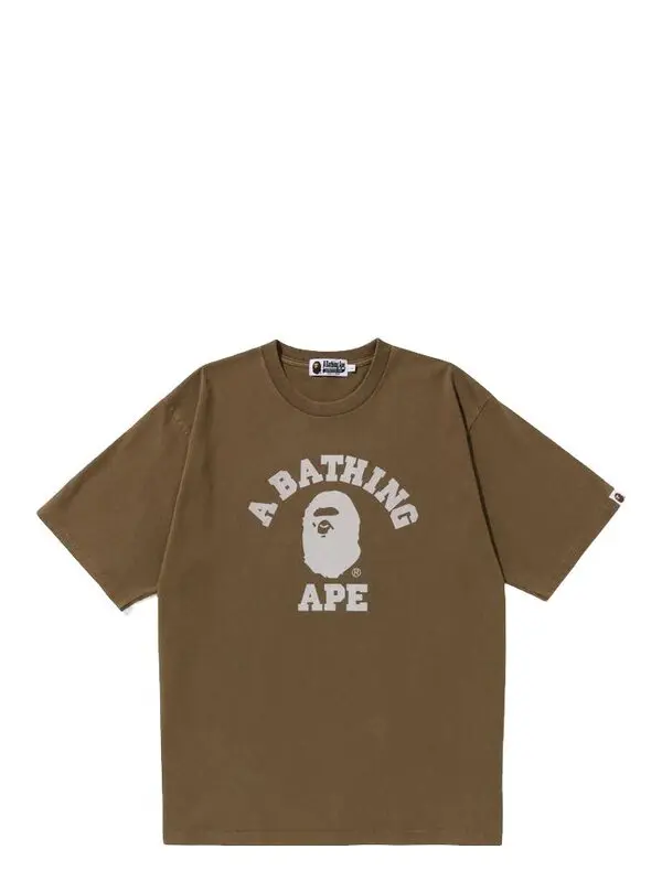 A BATHING APE Pigment Dyed College Relaxed Fit Tee Shirt - Beige