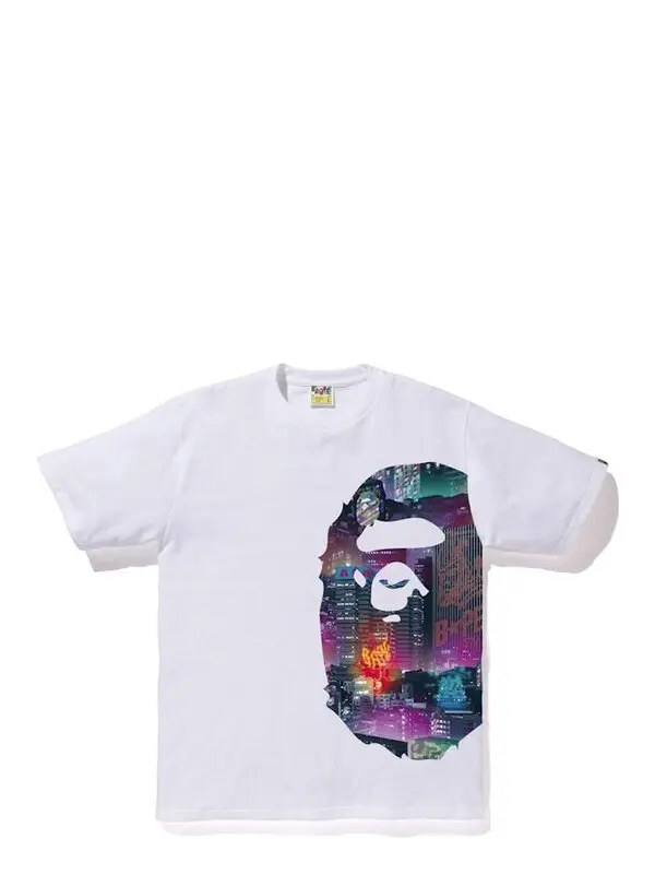 A BATHING APE Neon Tokyo Side Big Ape Head Tee Shirt - White