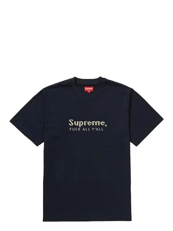 Supreme Gold Bars Tee Shirt - Navy Blue