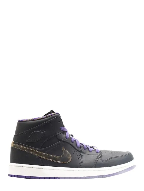 JORDAN 1 Retro Mid Nouveau History Month Sneakers - Black/metallic Gold/court Purple