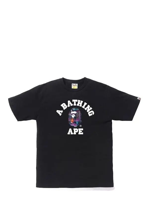 A BATHING APE Neon Tokyo College Tee Shirt - Black