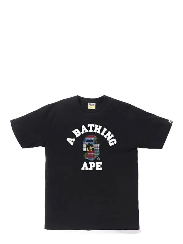A BATHING APE Patchwork College Tee Shirt - Black