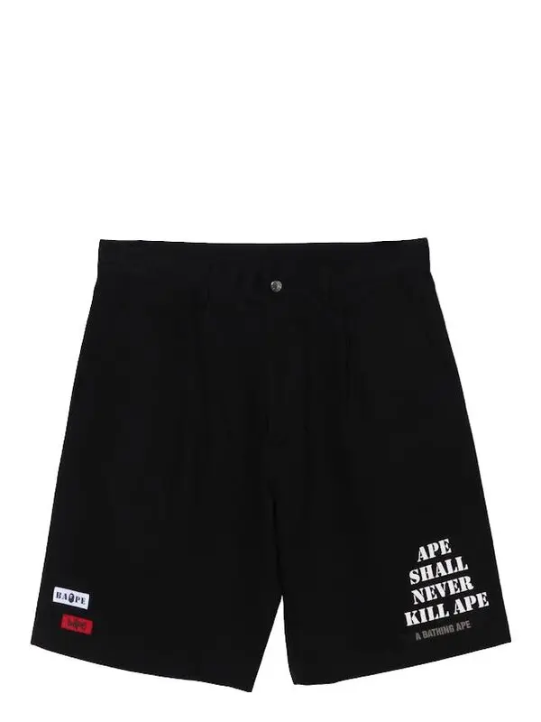 BAPE Motif Leather Pocket Chino Shorts - Black