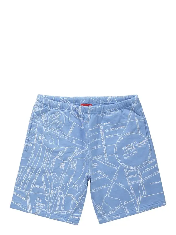 Supreme Gonz Embroidered Map Sweatshort - Columbia Blue