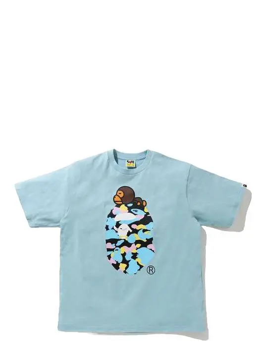 A BATHING APE New Camo Milo On Ape Relaxed Tee Shirt - Sax