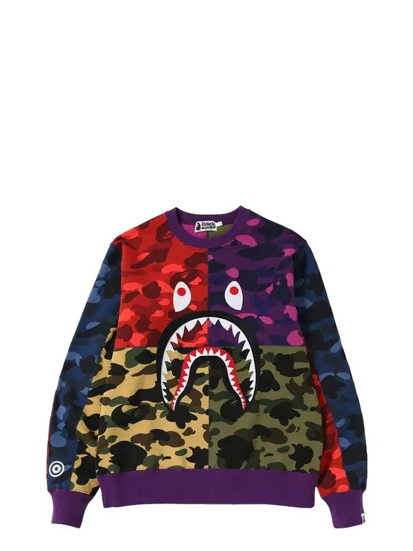 A BATHING APE Mix Camo Shark Crazy Sweatshirt - Multicolor