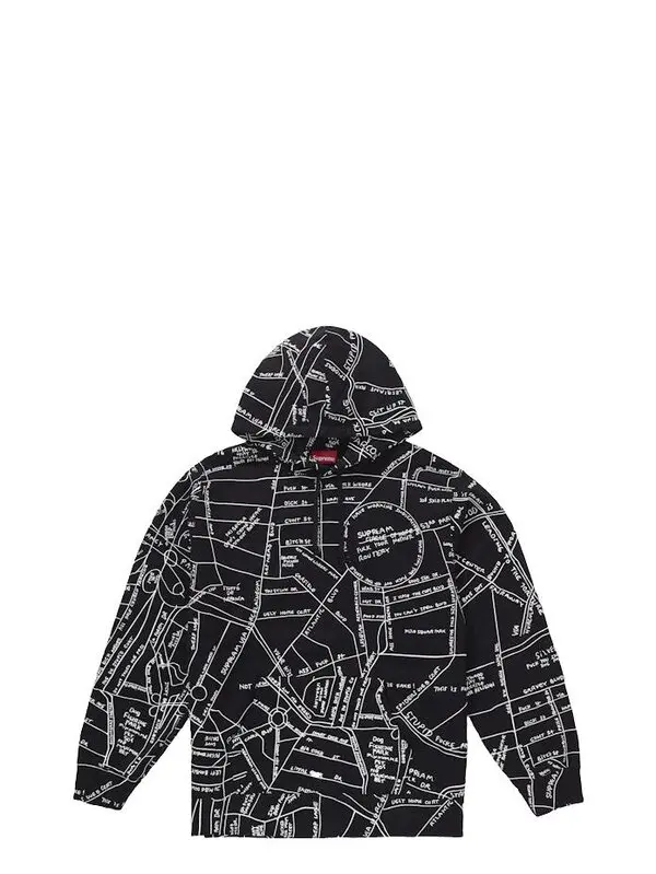 Supreme Gonz Embroidered Map Hooded Sweatshirt - Black