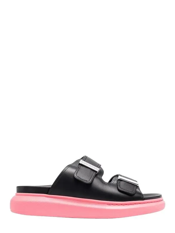 Alexander McQueen Hybrid Buckled Rubber Sandals - Black/pink