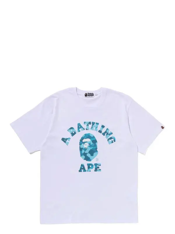 A BATHING APE Radiation Camo College Tee Shirt - White