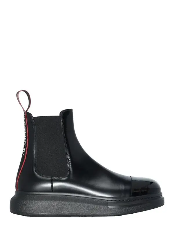 Alexander McQueen Hybrid Leather Chelsea Boot - Black/red