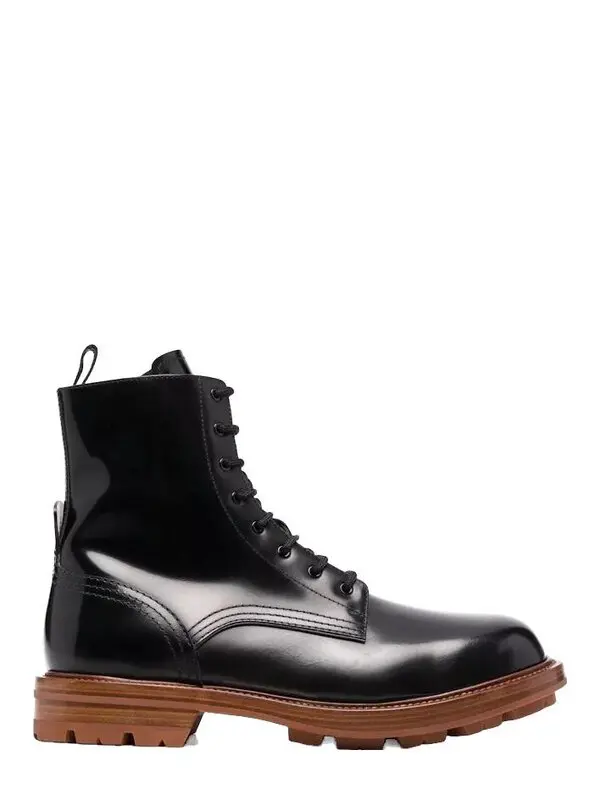 Alexander McQueen Leather Combat Boots - Black/brown