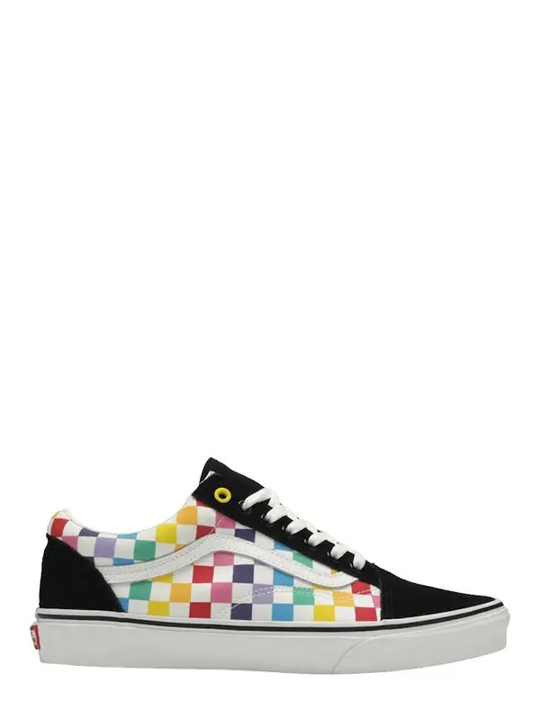 VANS Old Skool Checkerboard Sneakers - Black/rainbow/white