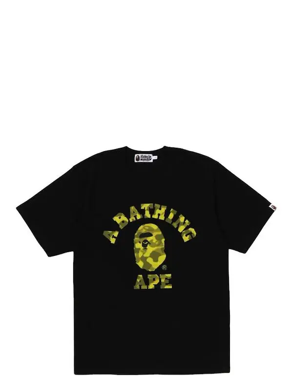 A BATHING APE Radiation Camo College Tee Shirt - Black