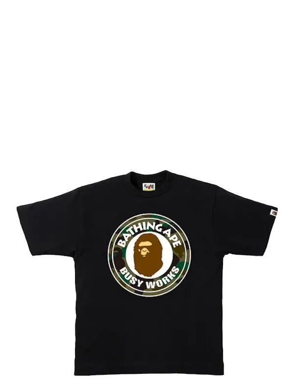 A BATHING APE 1st Camo Busy Works Tee Shirt - Black/green