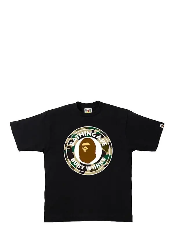 A BATHING APE 1st Camo Busy Works Tee Shirt - Black/beige