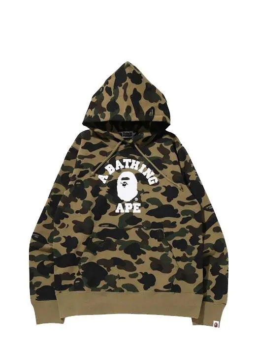 BAPE 1st Camo College Pullover Hoodie - Green