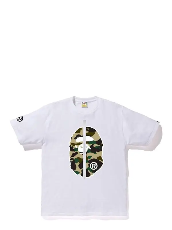 A BATHING APE 1st Camo 2nd Ape Tee Shirt - White/yellow