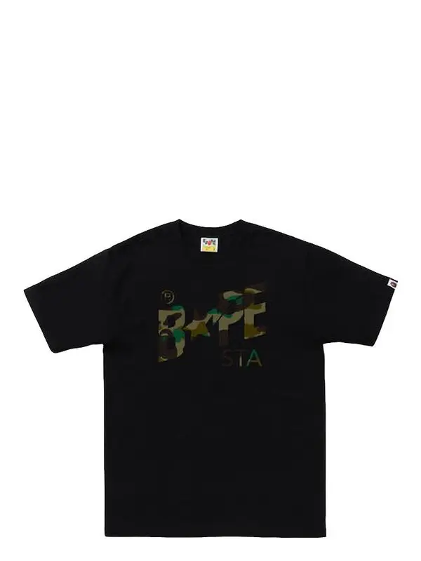 A BATHING APE 1st Camo Sta Logo Tee Shirt - Black Green