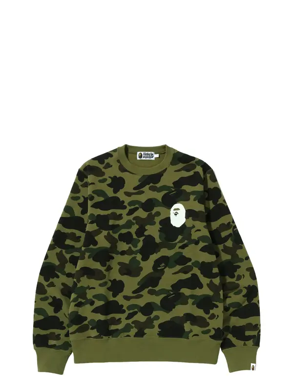 BAPE 1st Camo Ape Head Crewneck Sweatshirt - Green