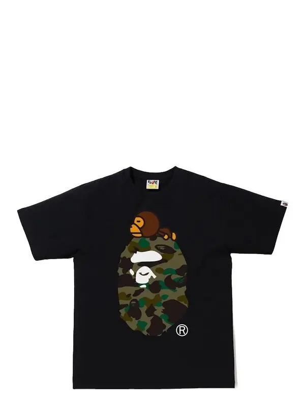 A BATHING APE 1st Camo Milo On Big Ape Tee Shirt - Black/green
