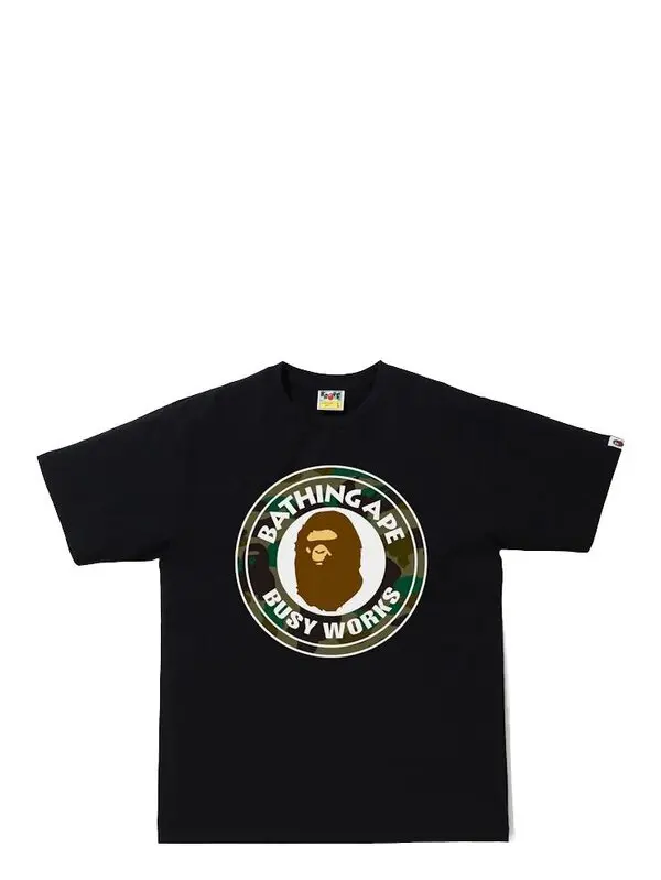 A BATHING APE 1st Camo Busy Works Tee Shirt - Black/green