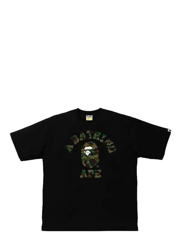 A BATHING APE 1st Camo College Relaxe Fit Tee Shirt - Black/green