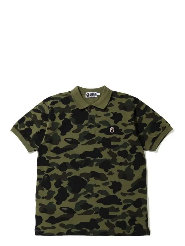 A BATHING APE 1st Camo Ape Head One Point Polo Shirt - Green