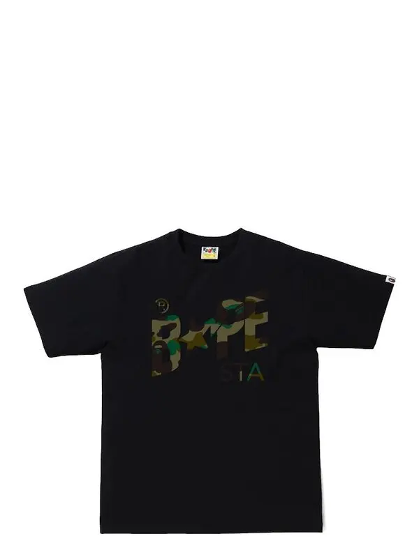 A BATHING APE 1st Camo Sta Logo Tee Shirt - Black/green