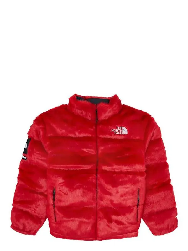 Supreme The North Face Faux Fur Nuptse Jacket - Red