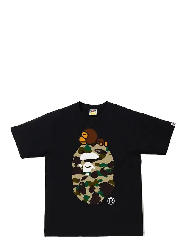 A BATHING APE 1st Camo Milo On Big Ape Tee Shirt - Black/yellow