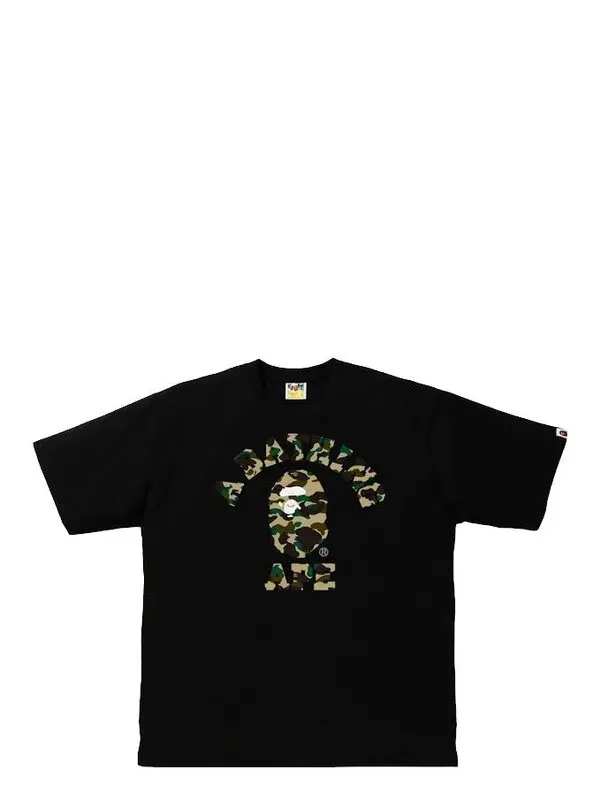 A BATHING APE 1st Camo College Relaxe Fit Tee Shirt - Black/yellow