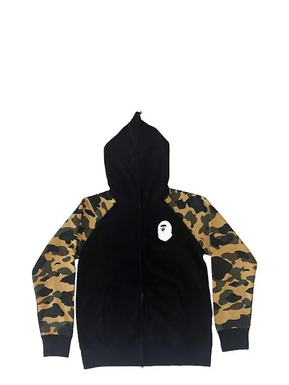 BAPE Premium Happy New Year 1st Camo Sleeves Full Zip Hoodie - Black/yellow