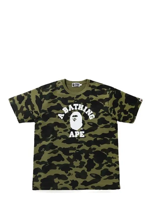 A BATHING APE 1st Camo College Wide Fit Tee Shirt - Green