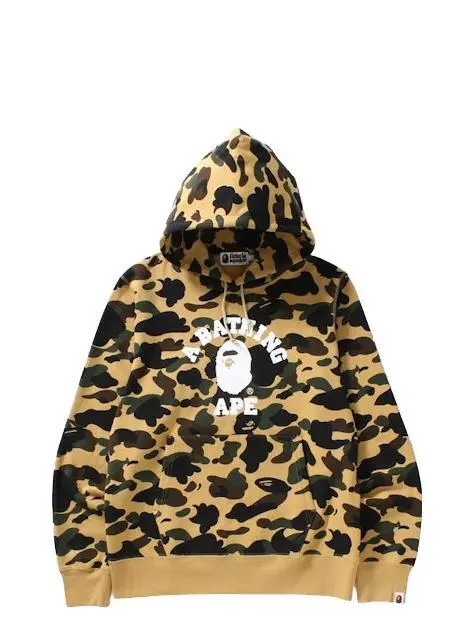 BAPE 1st Camo College Pullover Hoodie - Yellow