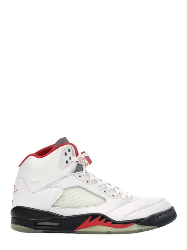 JORDAN 5 Retro High-top Sneakers - White/black/fire Red