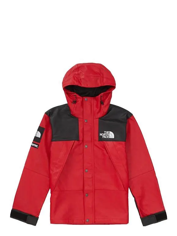 Supreme The North Face Leather Mountain Parka Jacket - Red