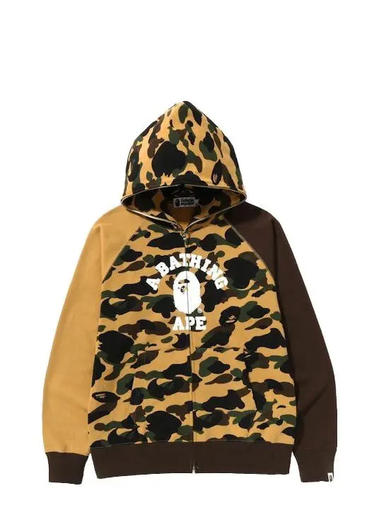 BAPE 1st Camo Crazy College Full Zip Hoodie - Yellow