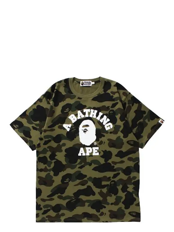 A BATHING APE 1st Camo College Tee Shirt - Green