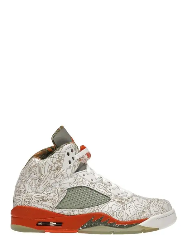 JORDAN 5 Retro Laser Sneakers - White/army Olive/solar Orange