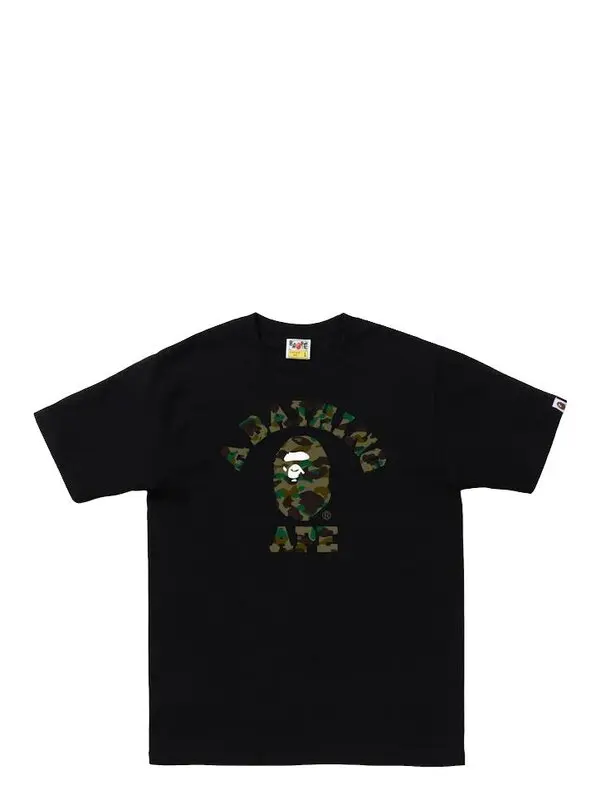A BATHING APE 1st Camo College Tee Shirt - Black Green