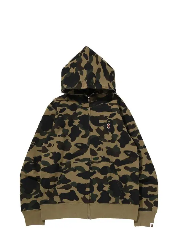 A BATHING APE 1st Camo One Point Full Zip Hoodie - Green